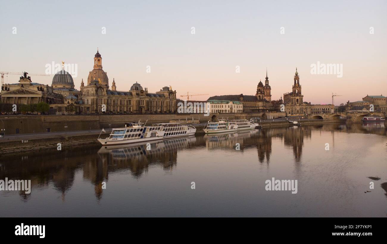 Beautiful scenery of a cityscape with the Church of Our Lady in Dresden ...