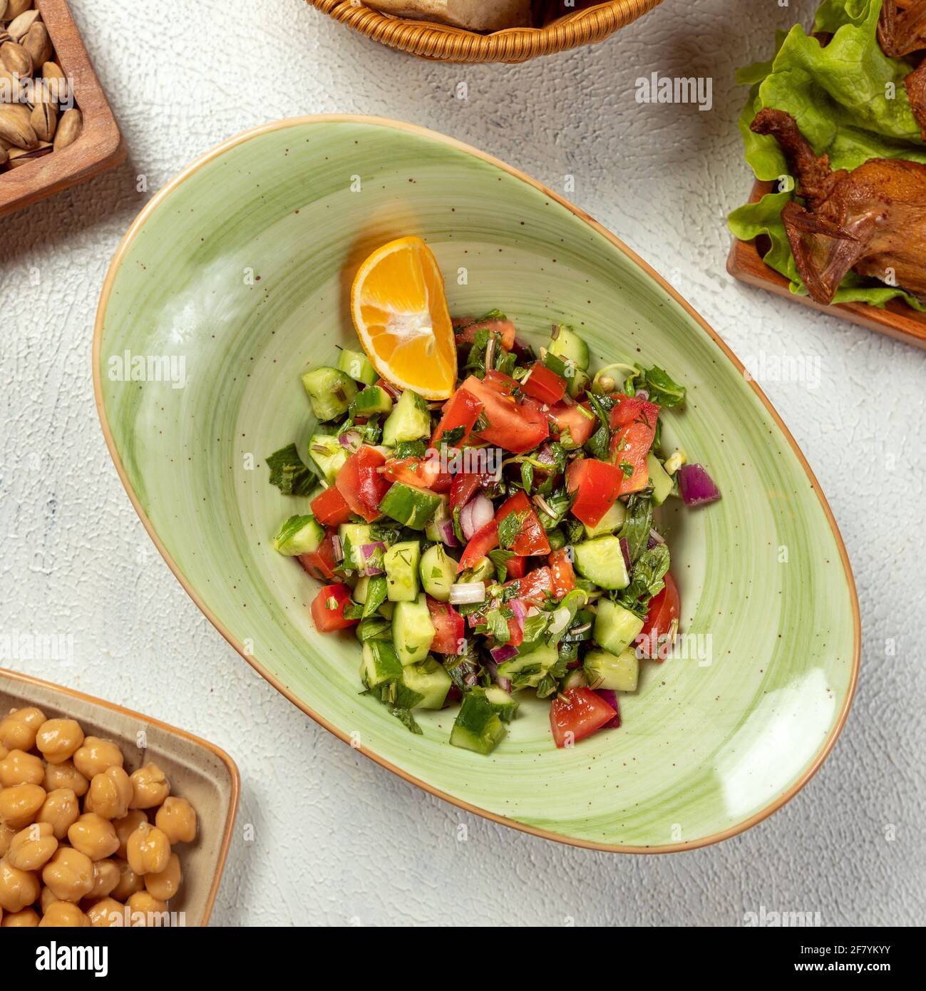 Choban salad, Shepherd's Salad top view Stock Photo - Alamy