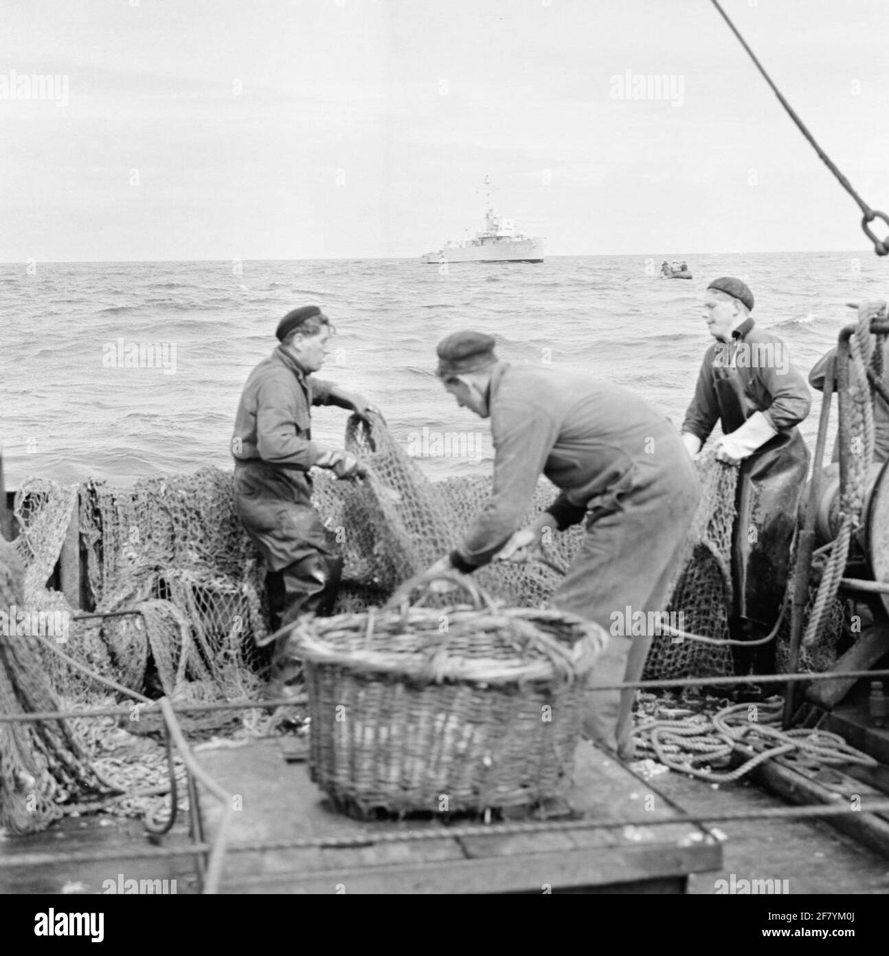 Fishing inspection in the North Sea with the frigate of predator class ...