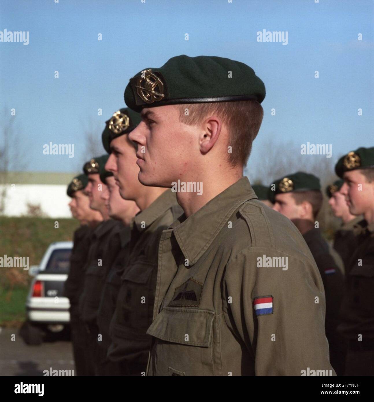 Soldiers of the command troops during an appeal. Conscripts during ...