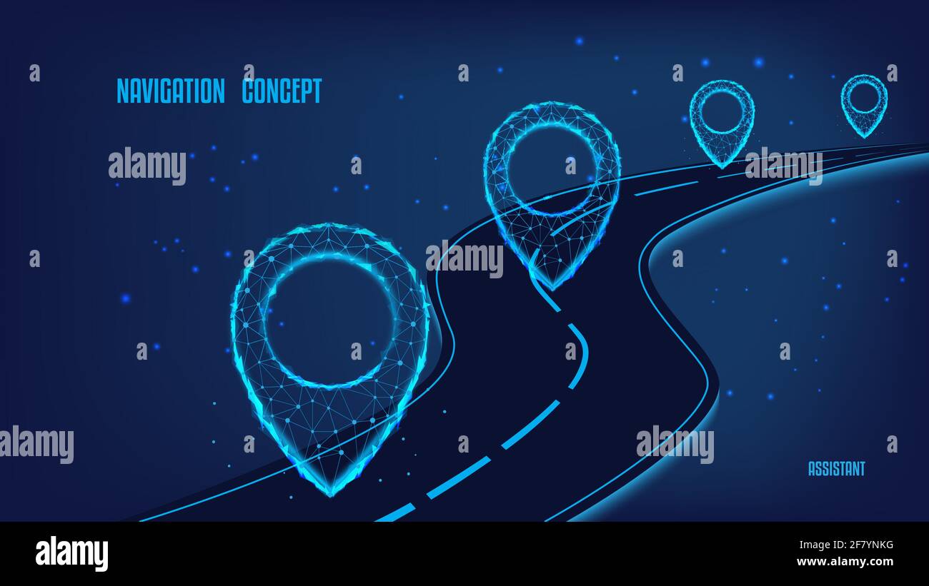 Navigation concept. Logistic concept. Road with polygonal pointers ...