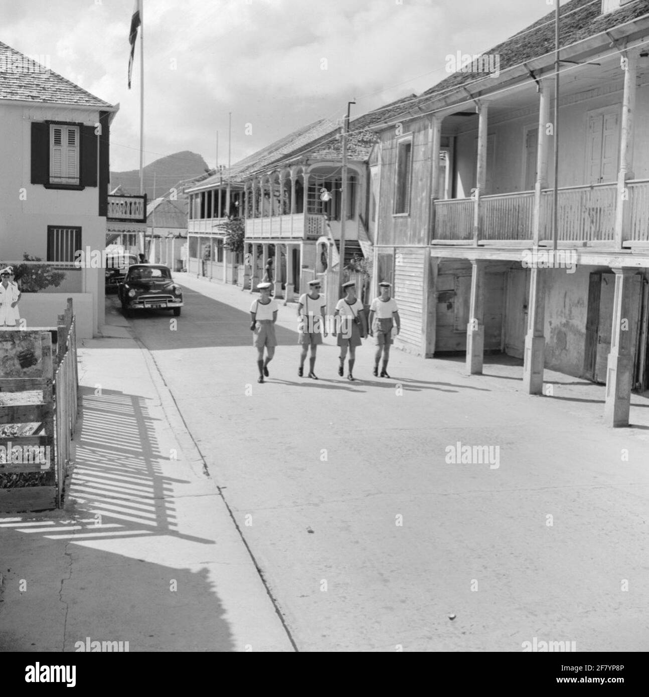 Cruiser Hr.Ms. De Ruyter (C 801) arrived at St. Maarten in October 1955 ...