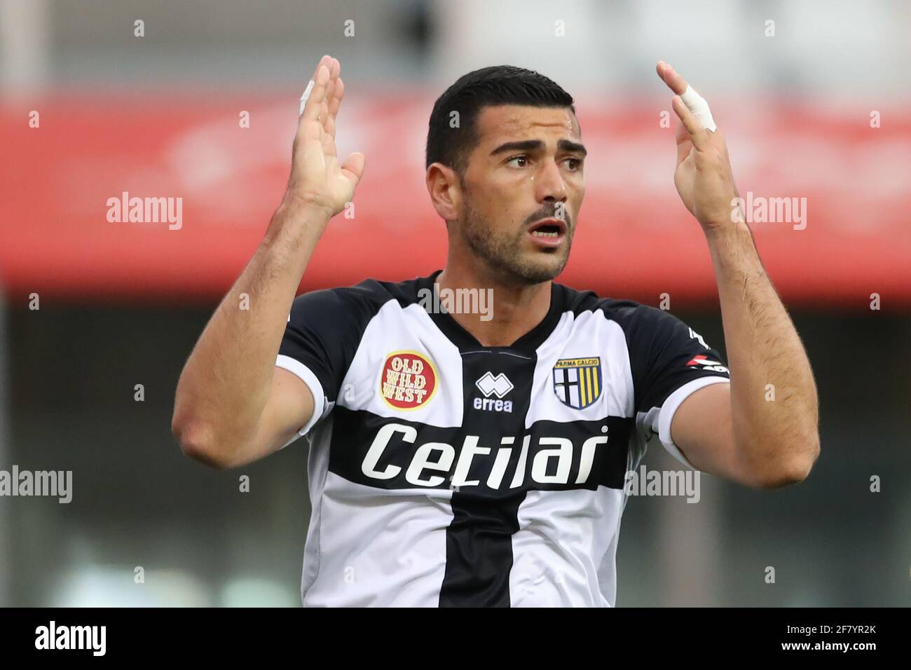 Parma, Italy, 10th April 2021. Graziano Pelle of Parma Calcio reacts ...