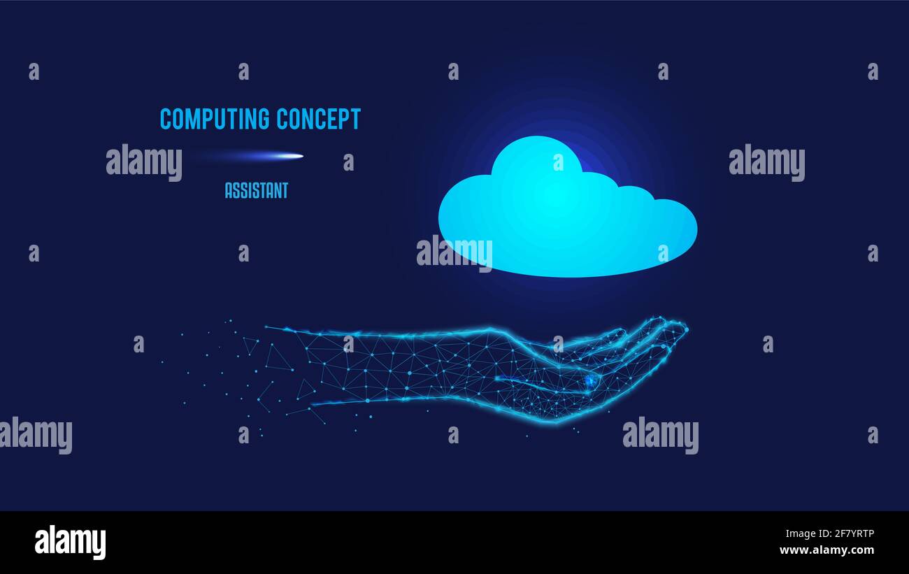Computing concept. Cloud computing symbol in hand. Polygonal illustration Stock Vector Image ...