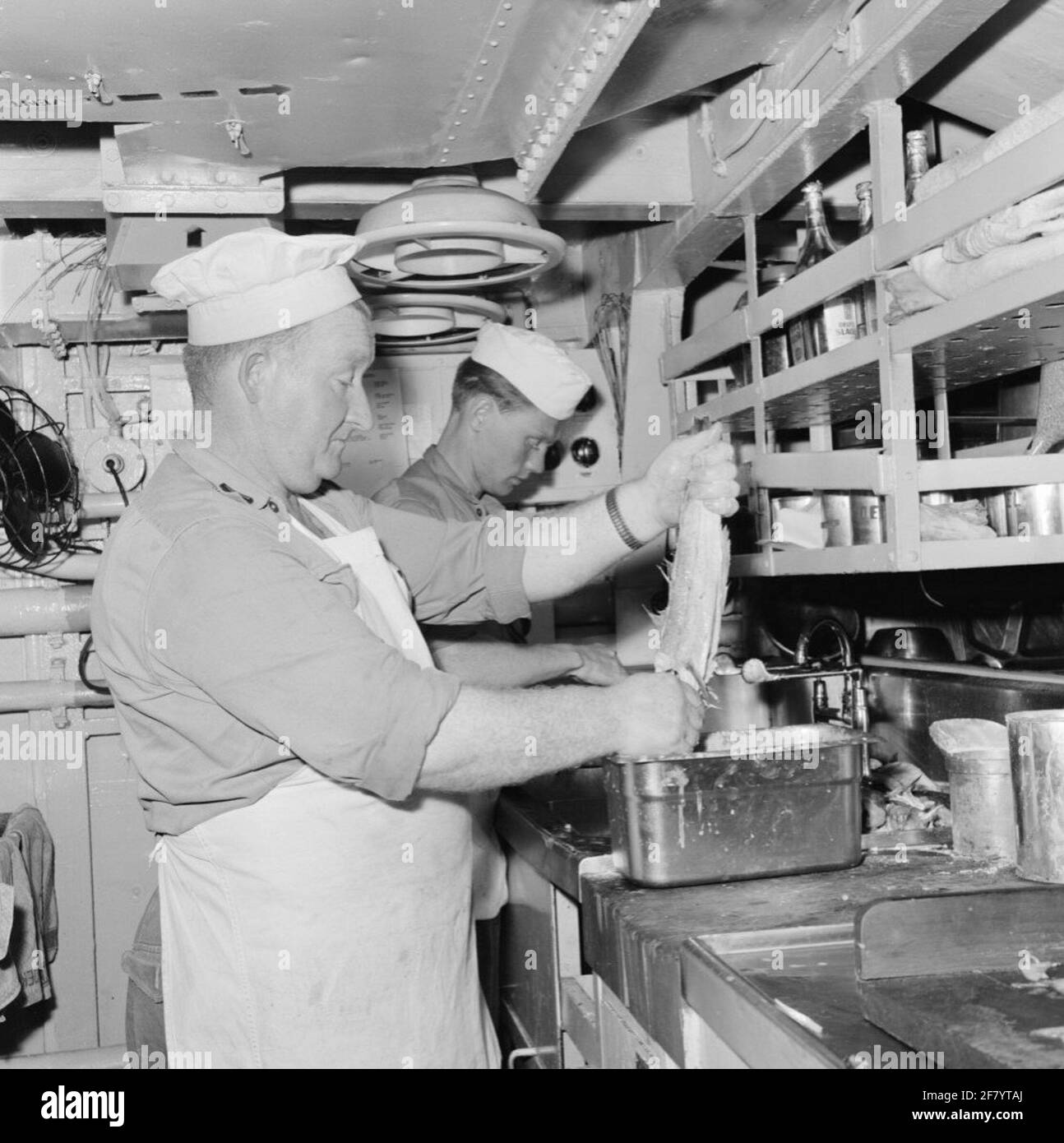Fishing inspection in the North Sea with the frigate of predator class ...