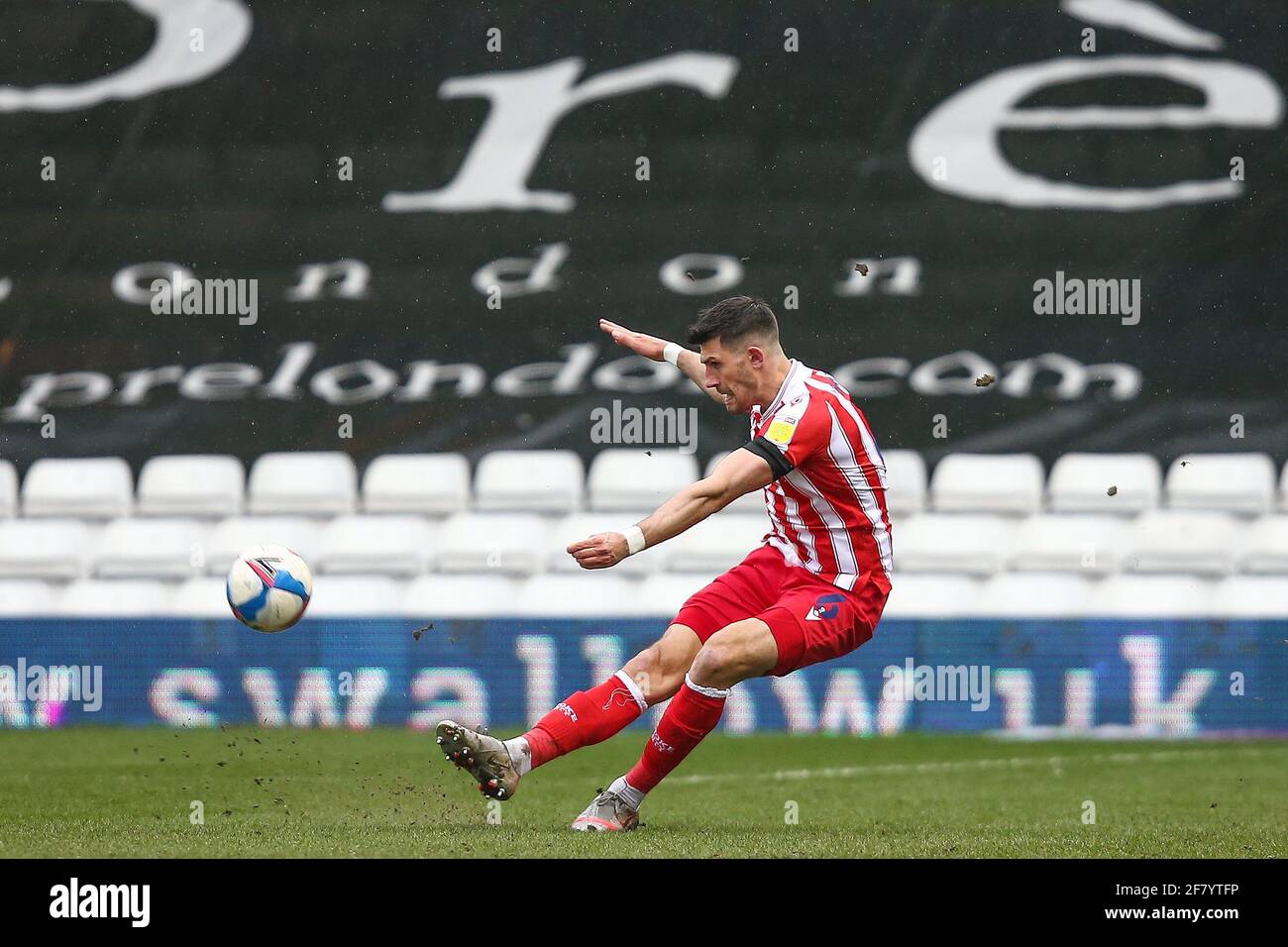 Birmingham, UK. 10th Apr, 2021. Danny Batth #6 of Stoke City clears the ...