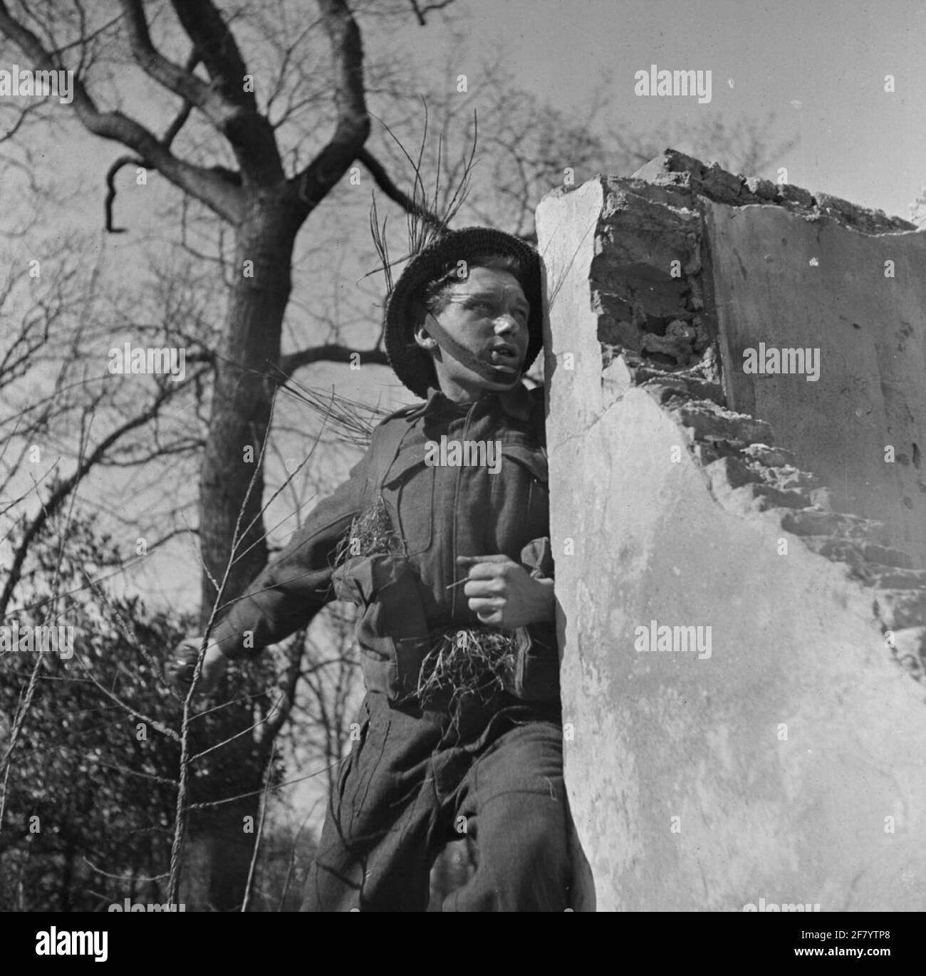 A soldier, in coverage, ready to throw a (exercise) hand grenade Stock ...