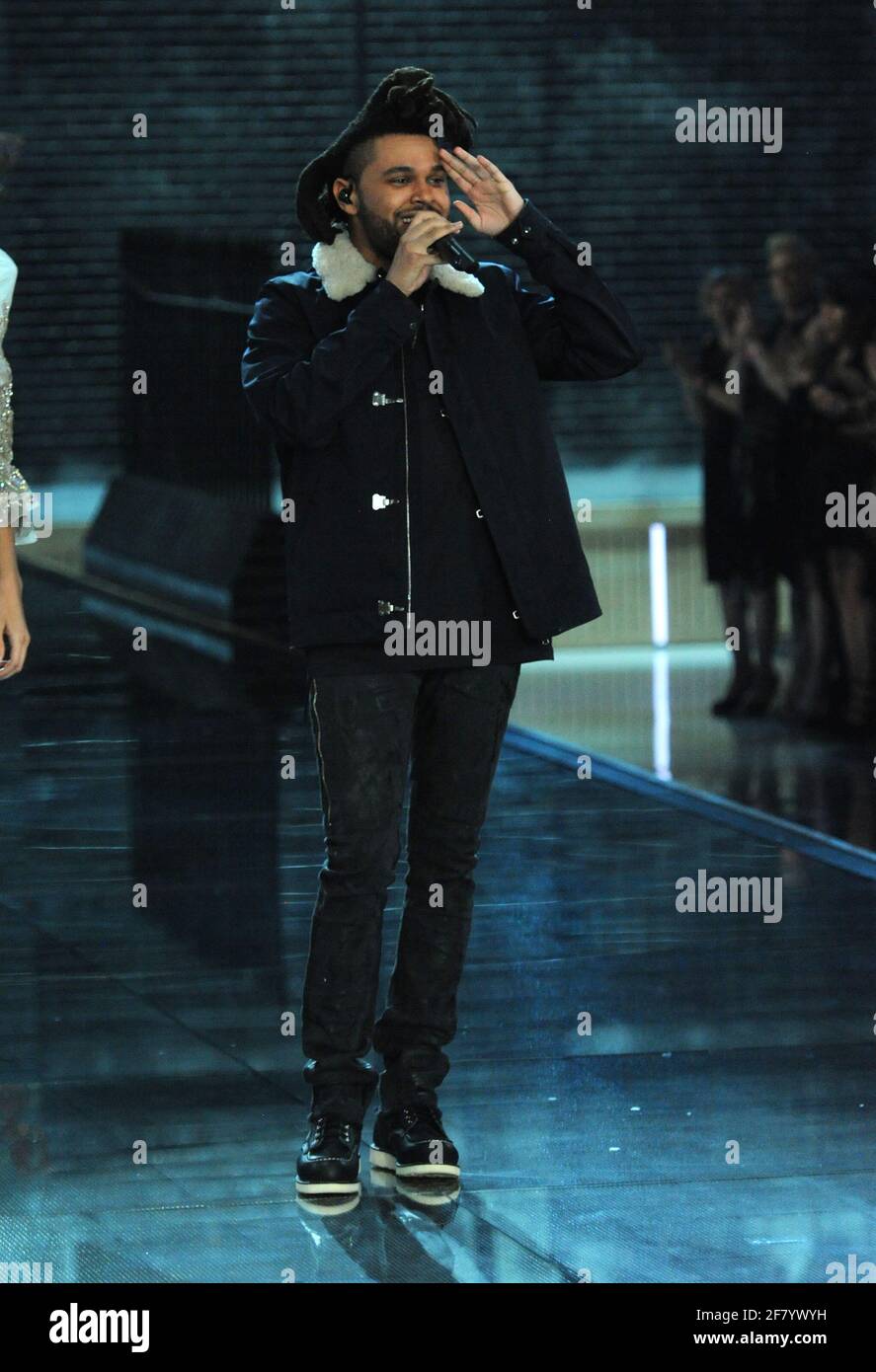 The Weeknd on the runway during the 2015 Victoria's Secret Fashion Show ...