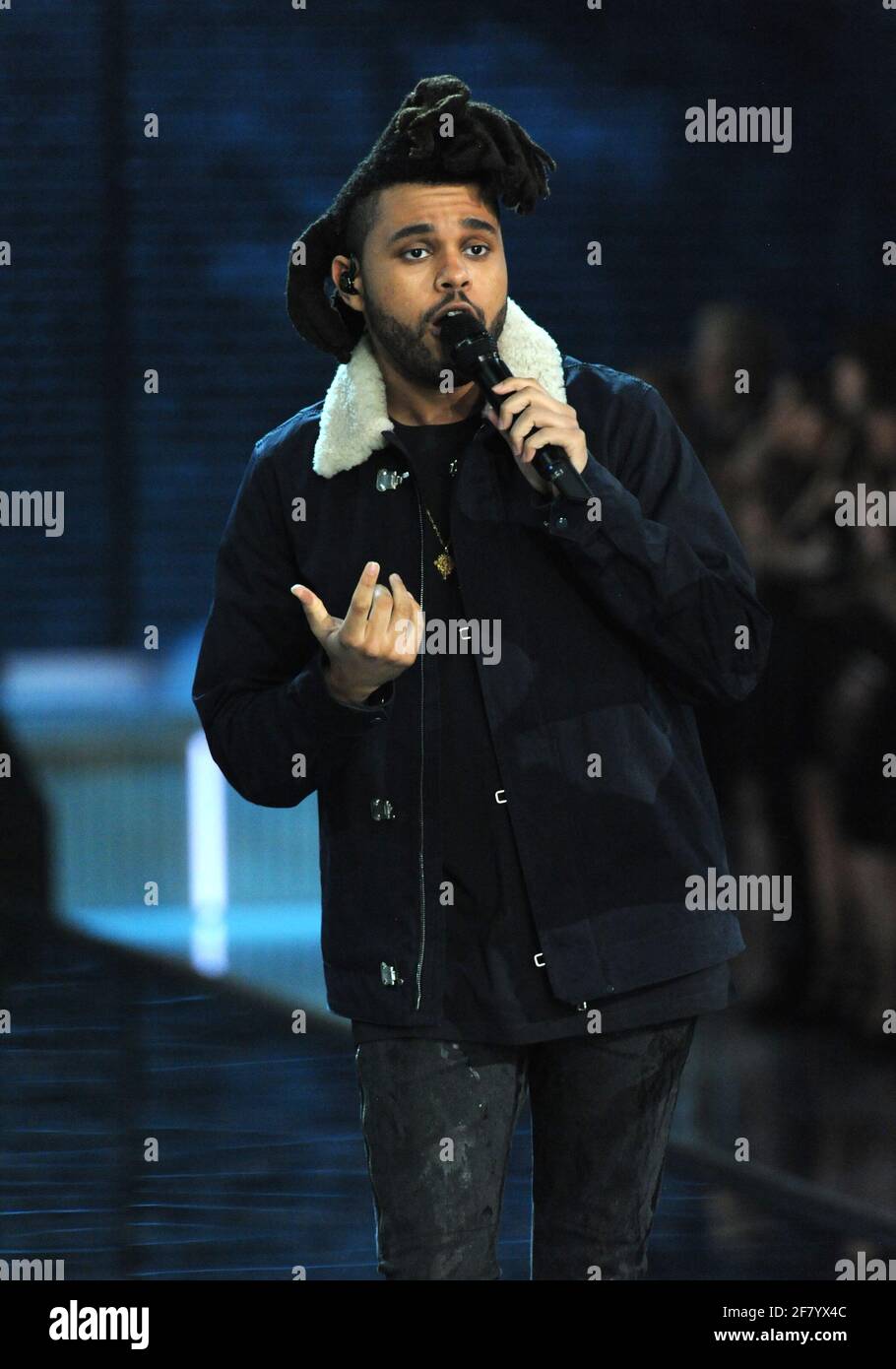 The Weeknd on the runway during the 2015 Victoria's Secret Fashion Show ...