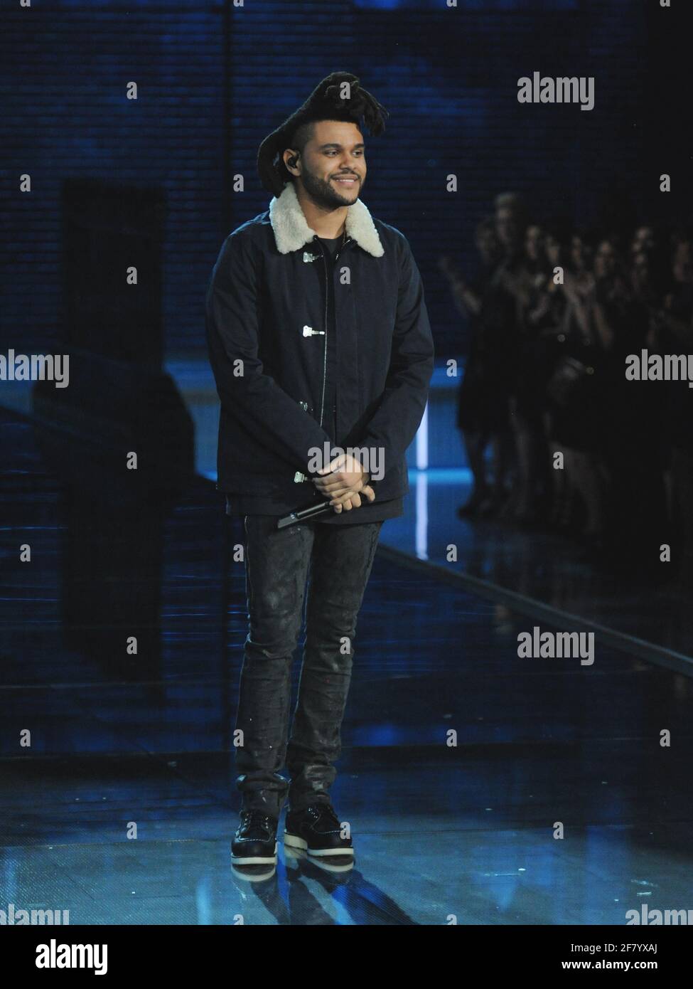 The Weeknd on the runway during the 2015 Victoria's Secret Fashion Show ...
