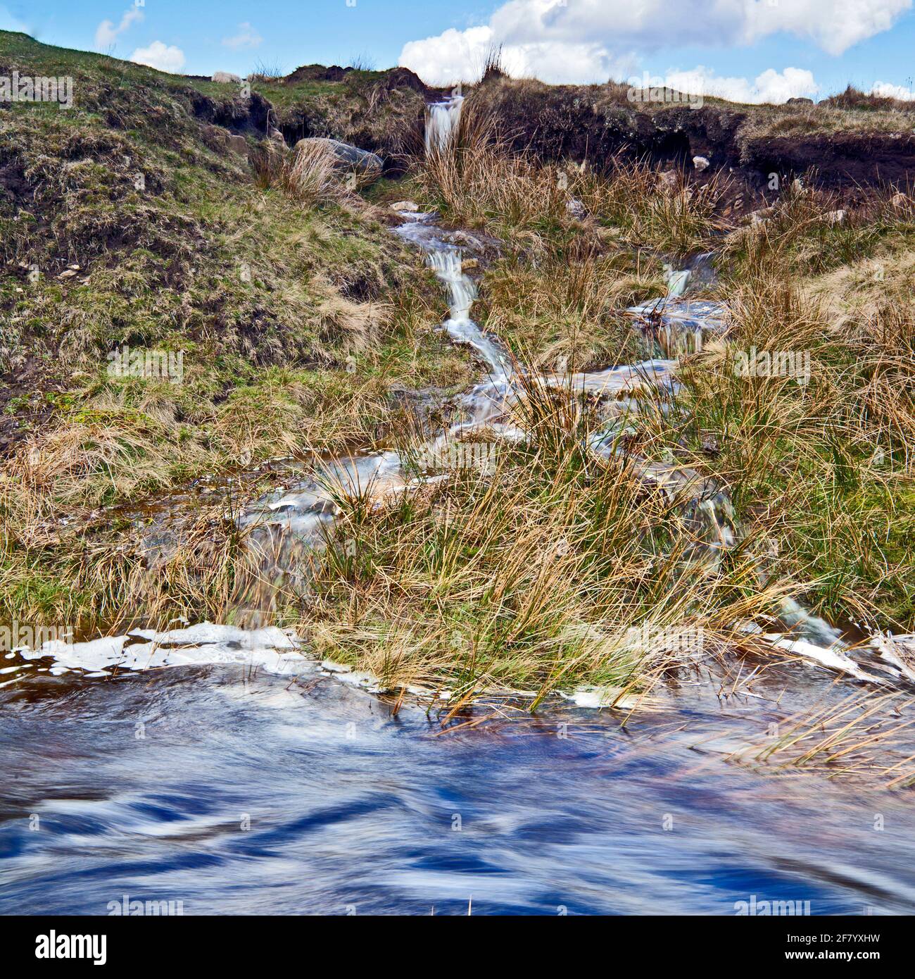 Water running off the moors into river at Hamer Bank on the North ...