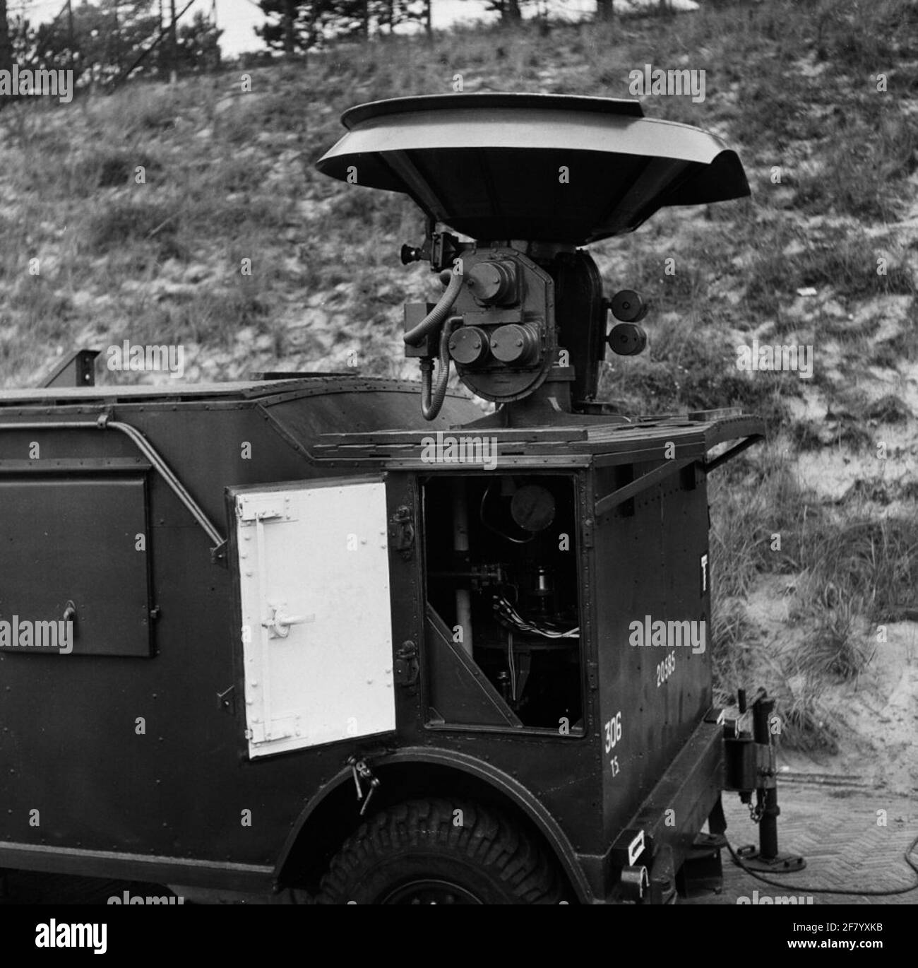 Fire lines radar AA 3MK7 in position. This radar was used in the air ...