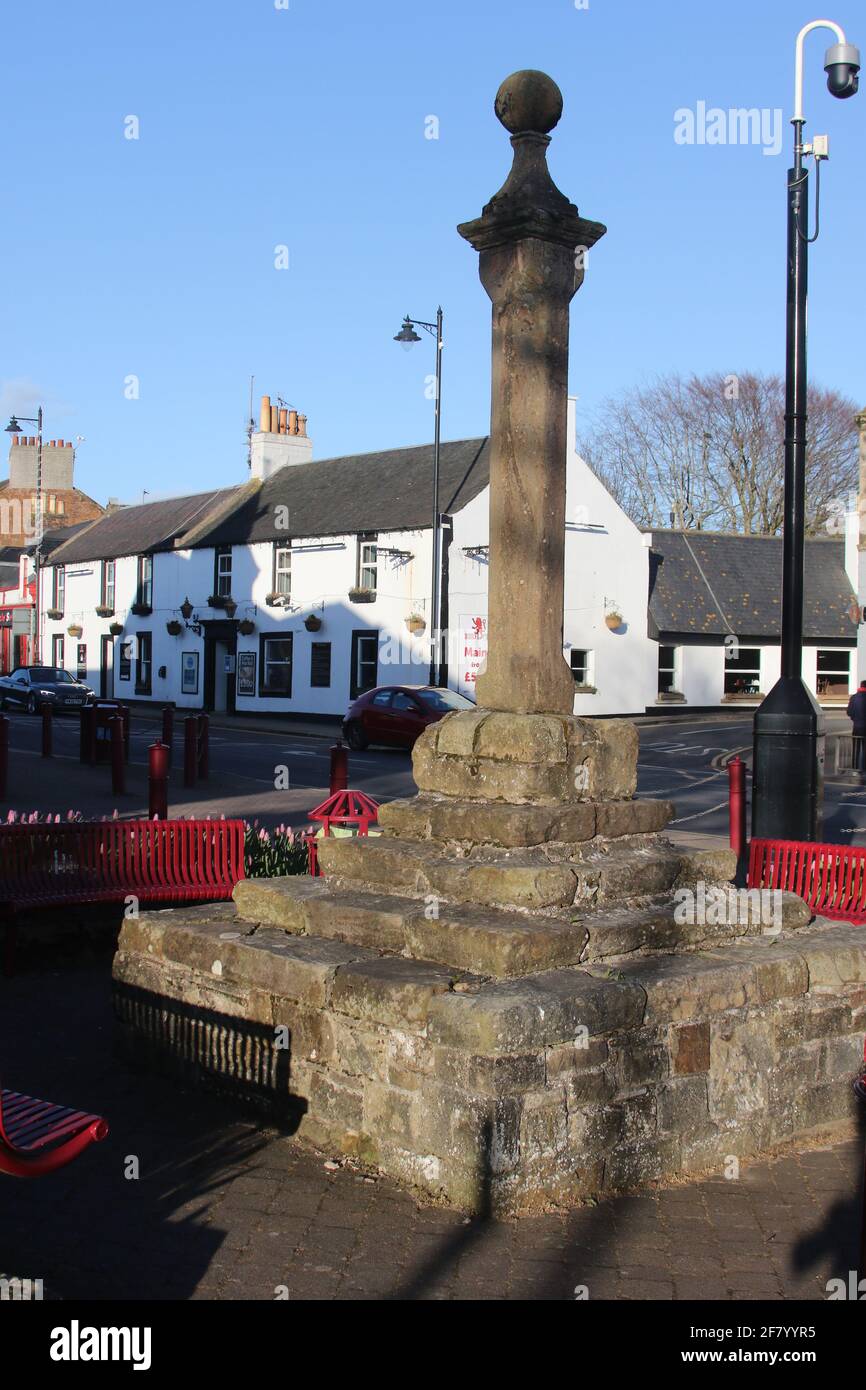 Scotland, Ayrshire, Prestwick, 09 April 2021 . Prestwick Cross. In the ...