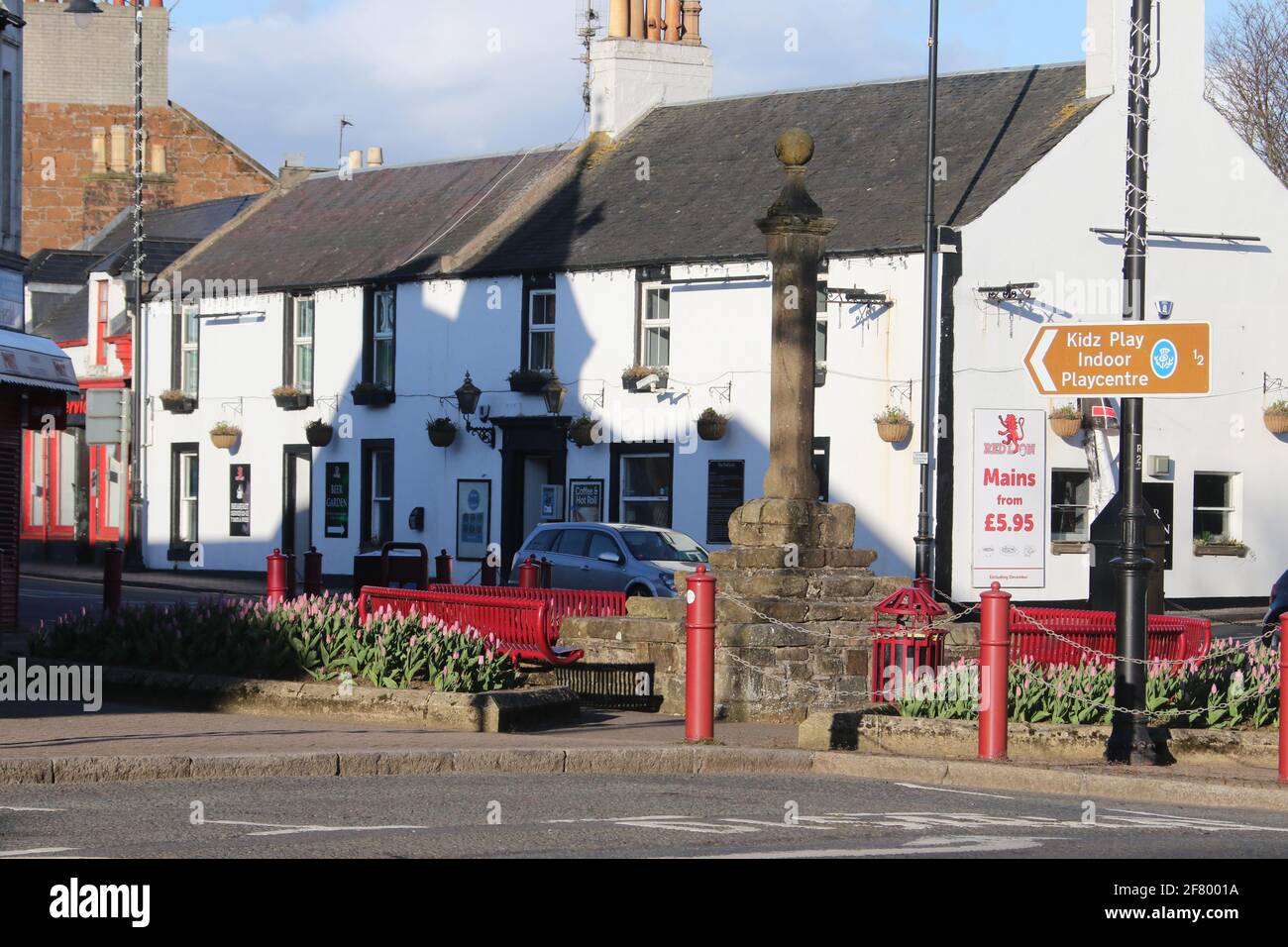 Scotland, Ayrshire, Prestwick, 09 April 2021 . Prestwick Cross. In the ...