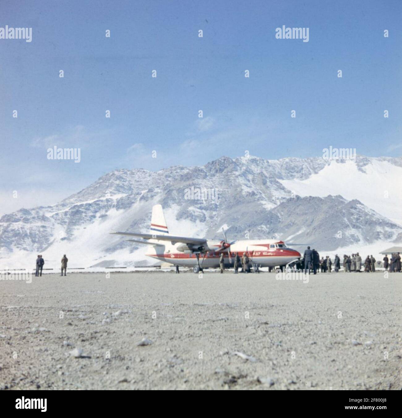 A Fokker F27 Friendship on a rough surface in winters mountain ...