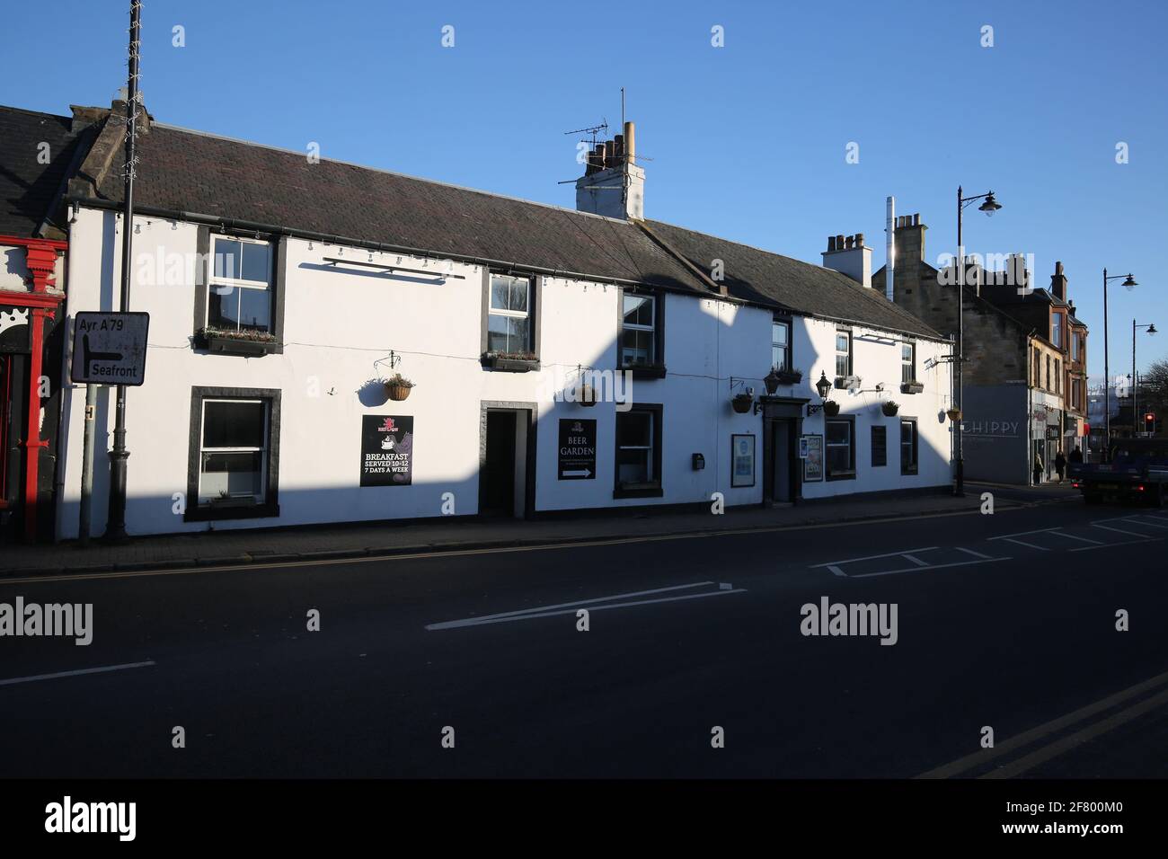 Scotland, Ayrshire, Prestwick, 09 April 2021 . The Red Lion Inn where ...
