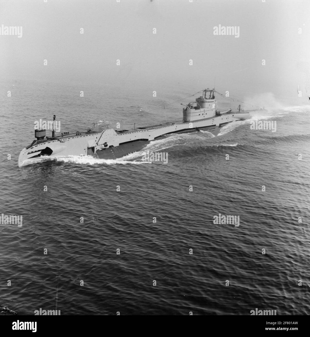 The submarine Hr.Ms. Tiger shark (S 812) in West Indian waters, 1957 ...
