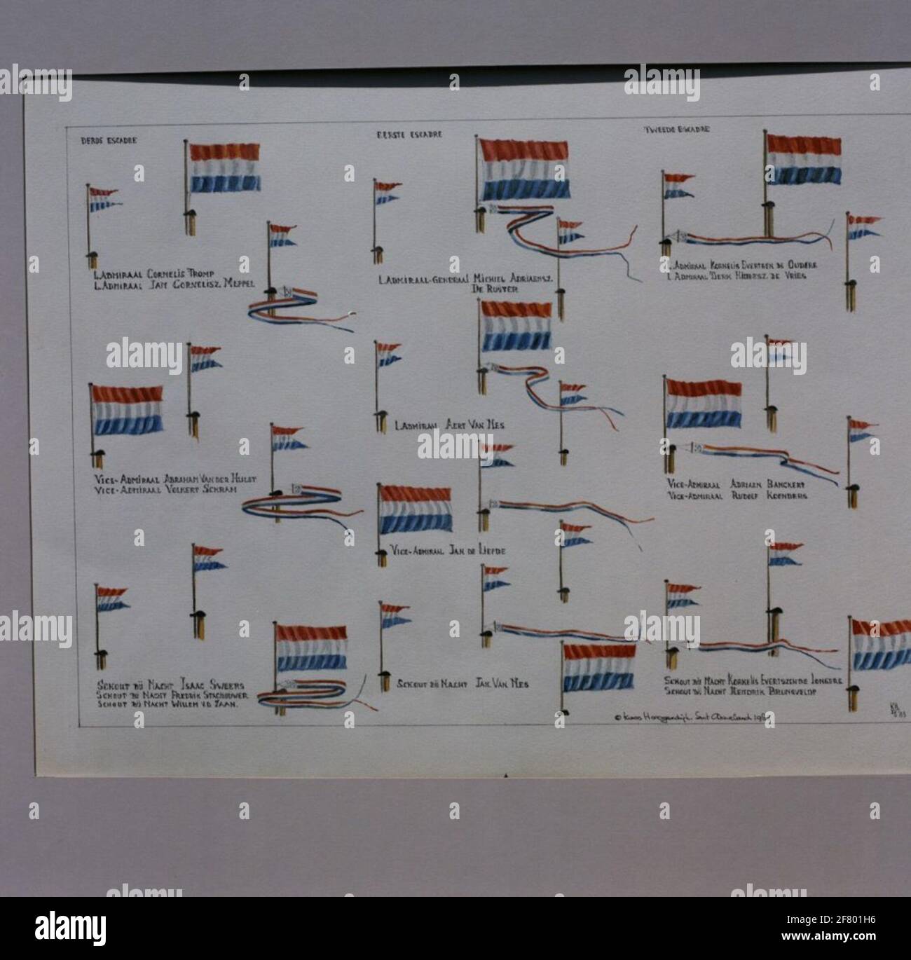 Reproduction of a watercolor, descriptive the flag compartments of the ...