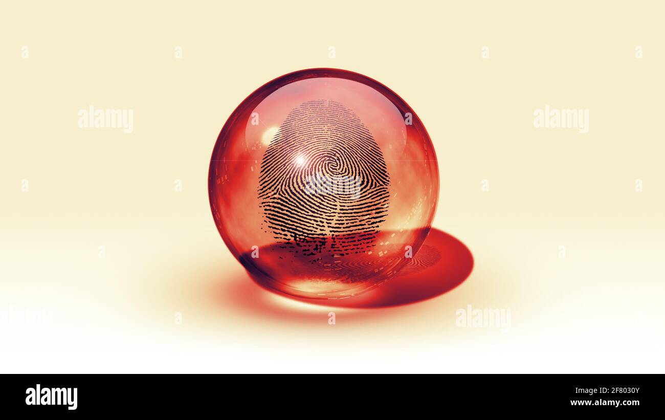 Fingerprint inside bubble. 3d rendering Stock Photo - Alamy
