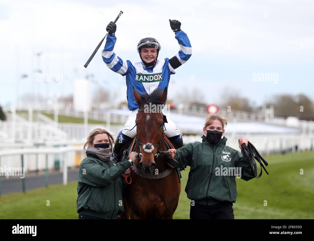 Jockey Megan Nicholls celebrates winning the Weatherbys nhstallions.co ...