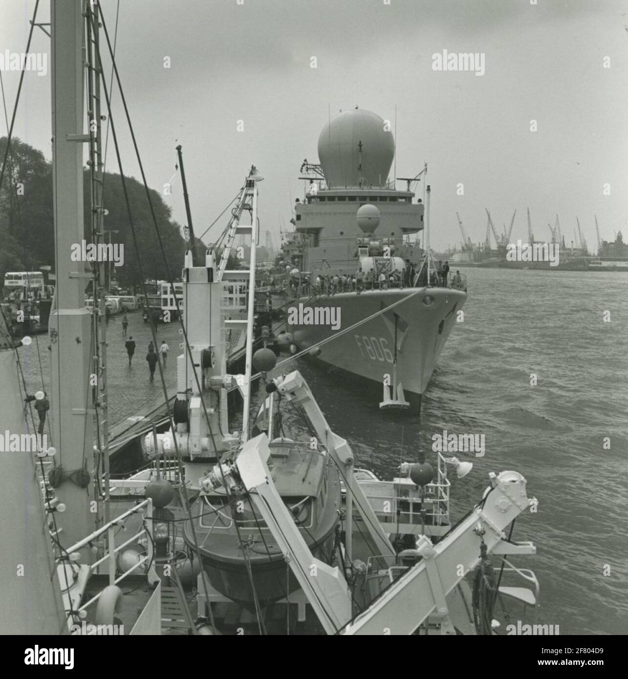 Hr.ms. De Ruyter (1976-2001) moored at the Parkkade in connection with ...