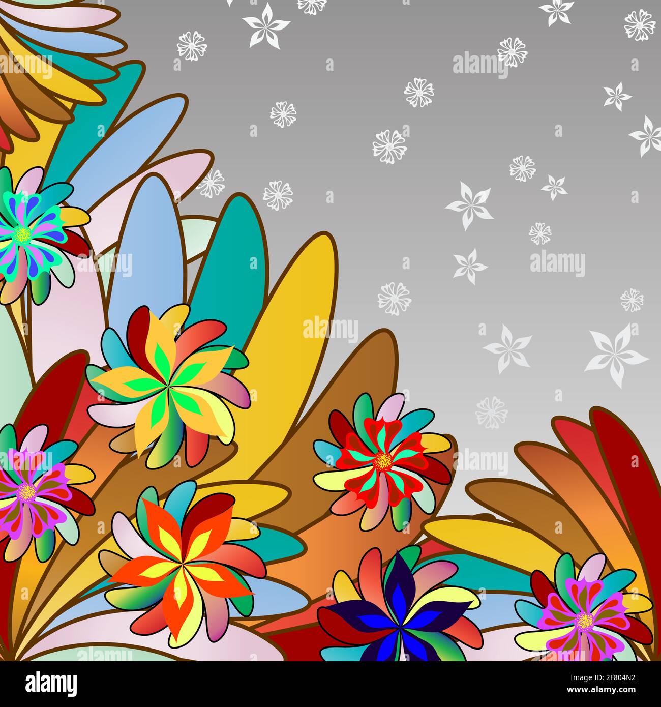 Floral Blossom Background. Bloom Flowers And Curls. Vector Illustration ...