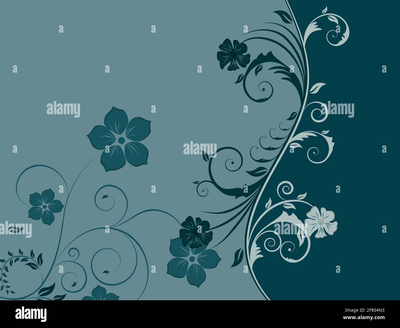 Floral Blossom Background. Bloom Flowers And Curls. Vector Illustration ...