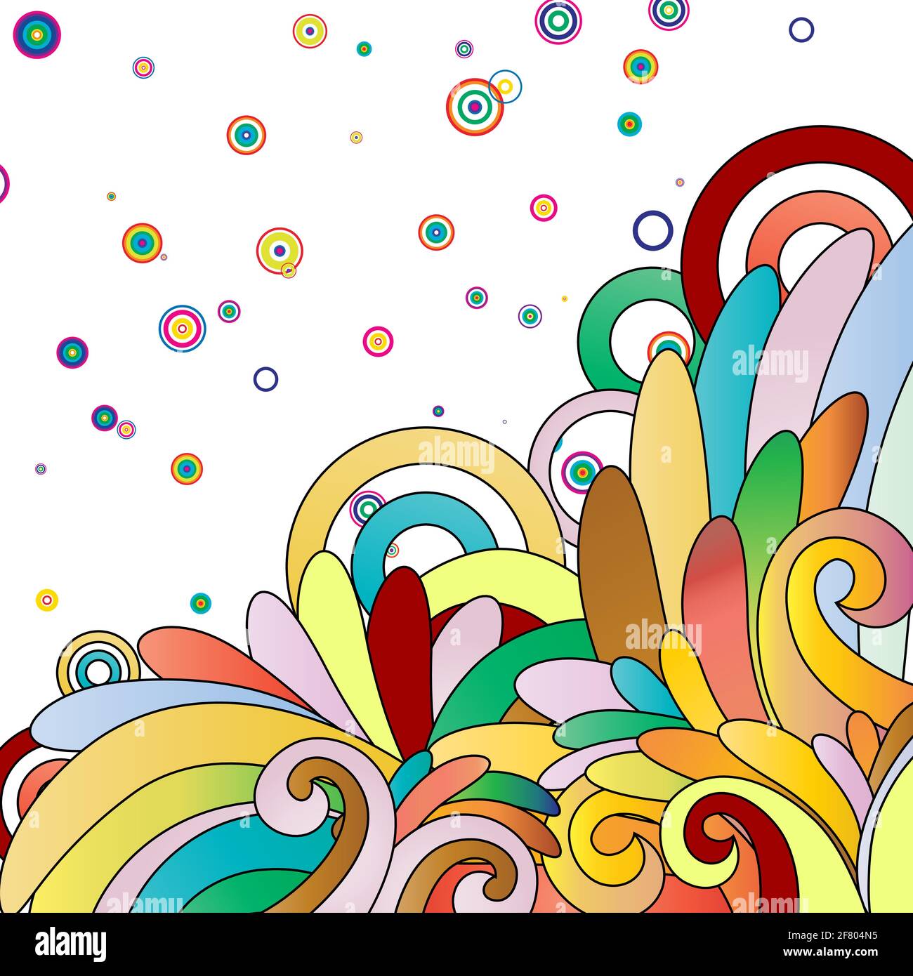 Floral Blossom Background. Bloom Flowers And Curls. Vector Illustration ...