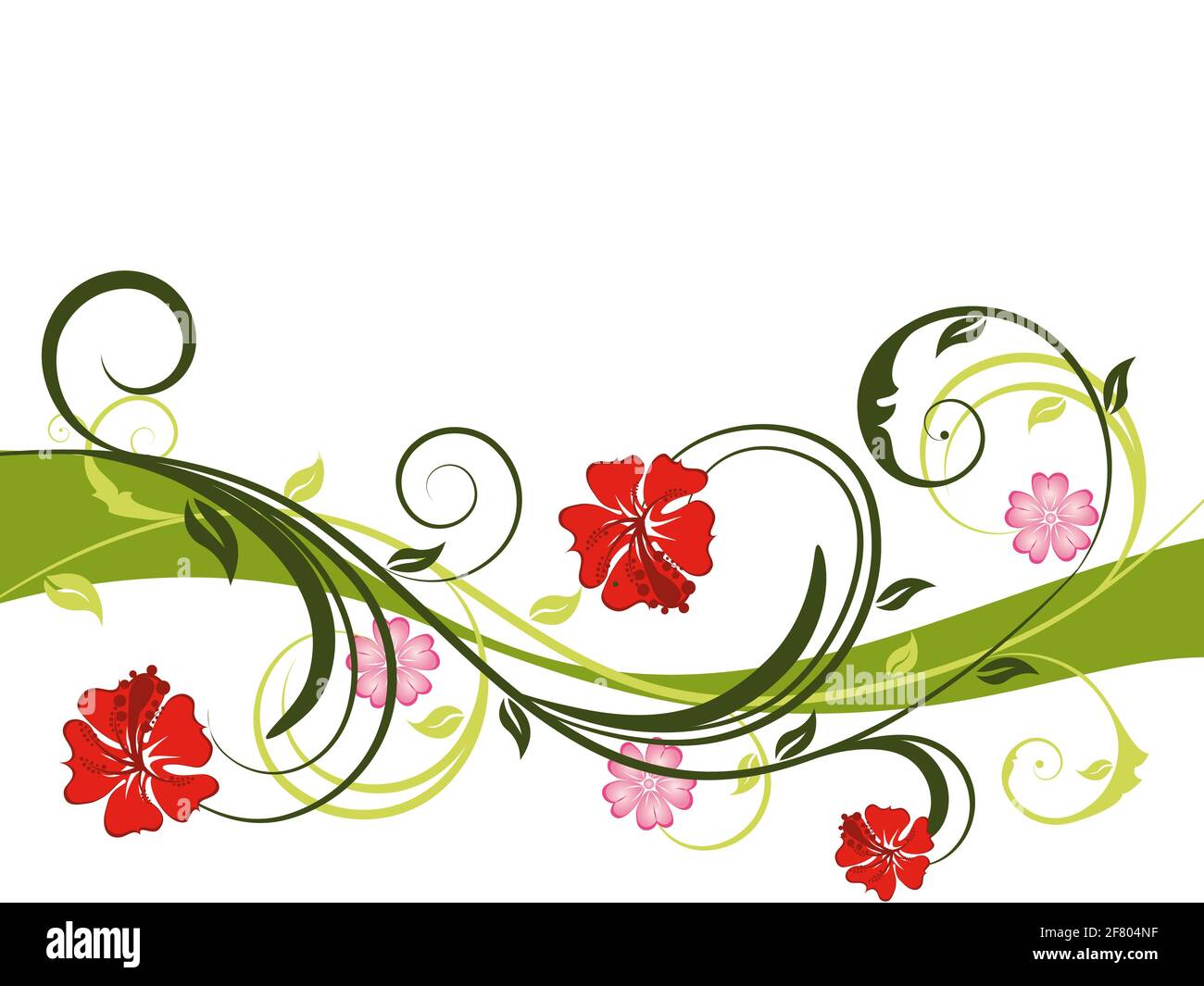Floral Blossom Background. Bloom Flowers And Curls. Vector Illustration ...