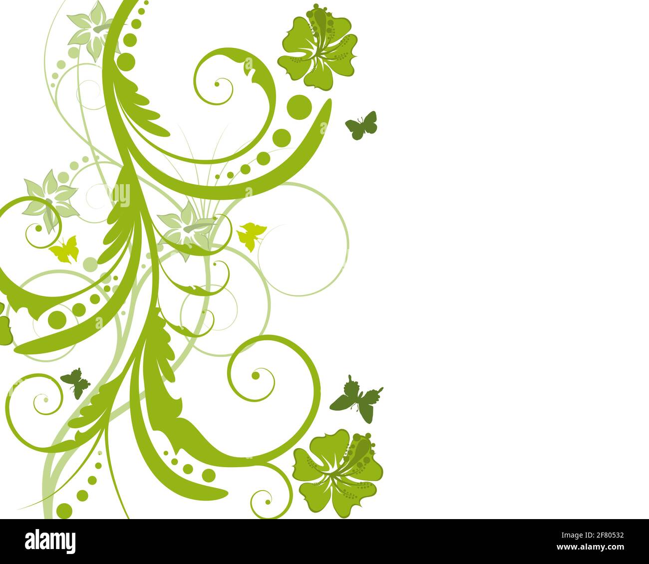 Floral Blossom Background. Bloom Flowers And Curls. Vector Illustration ...
