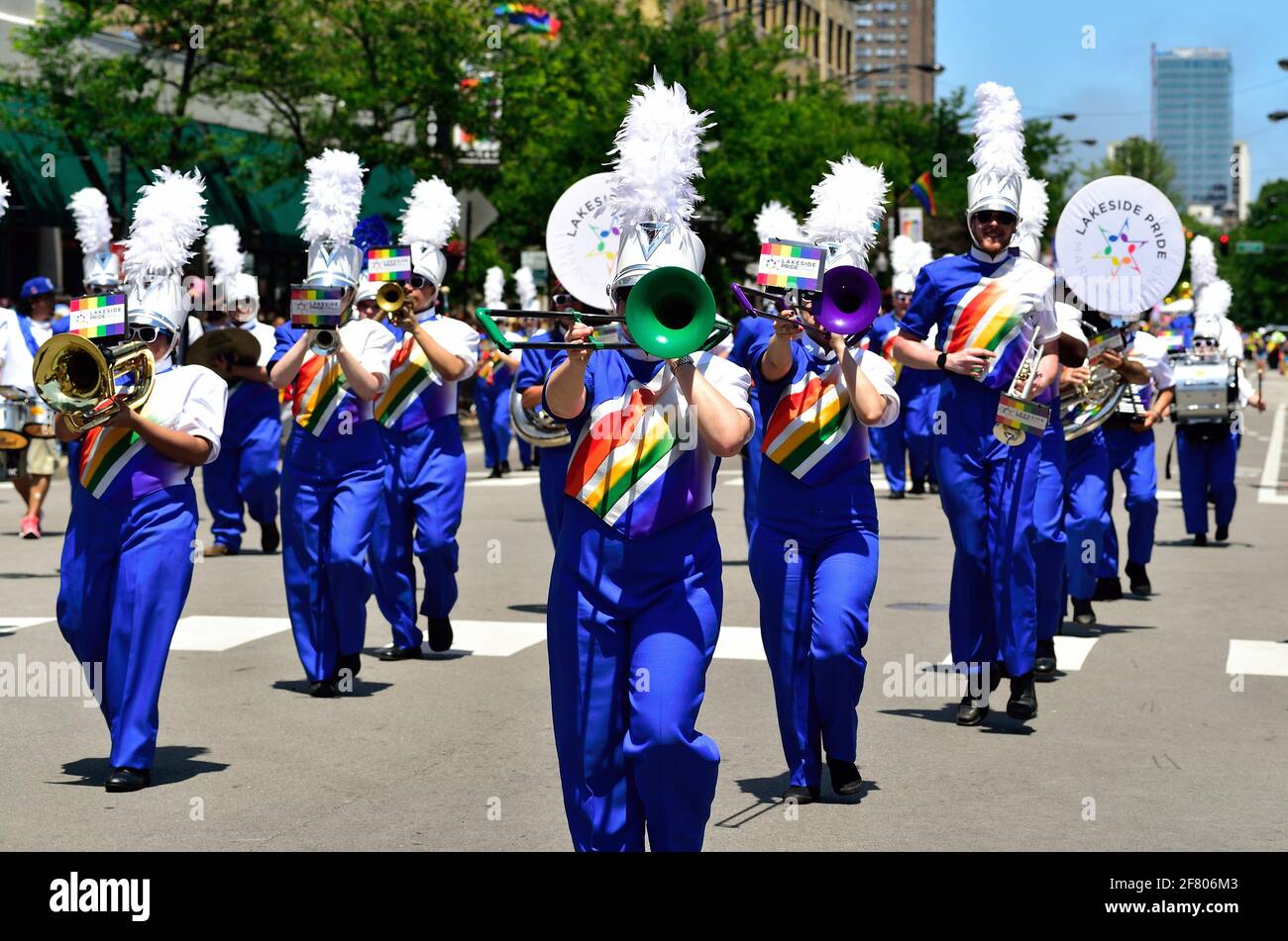 Chicago, Illinois, USA. Marching bands, always an integral part of any ...