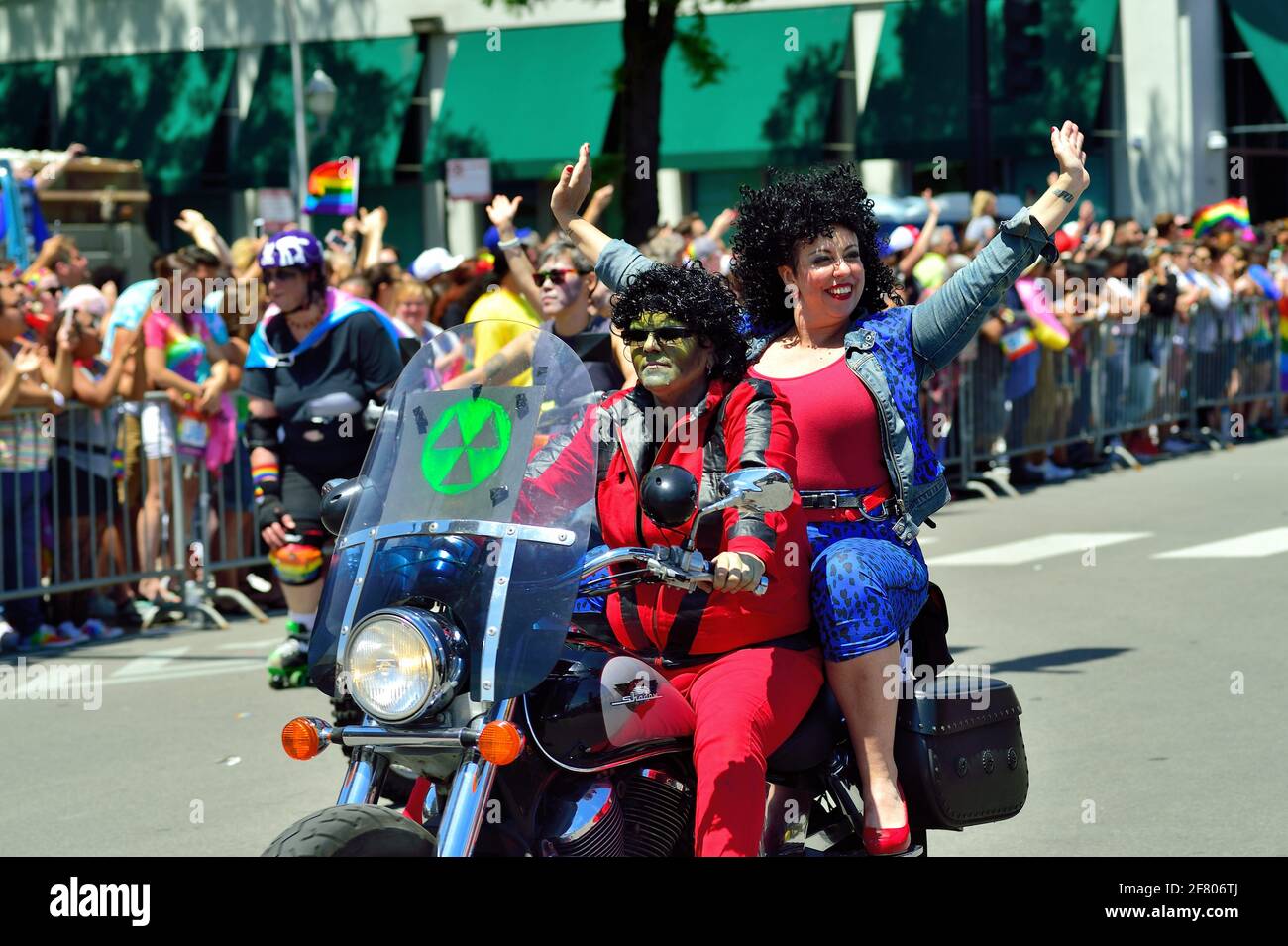 Chicago, Illinois, USA. Motorcycle participants celebrating diversity ...