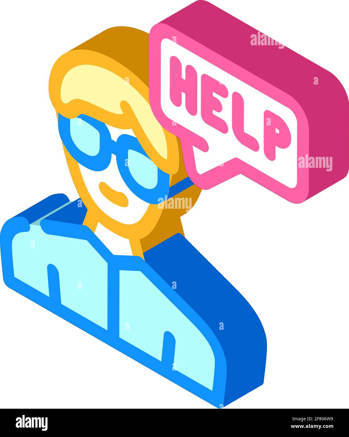 call for help isometric icon vector illustration Stock Vector Image ...