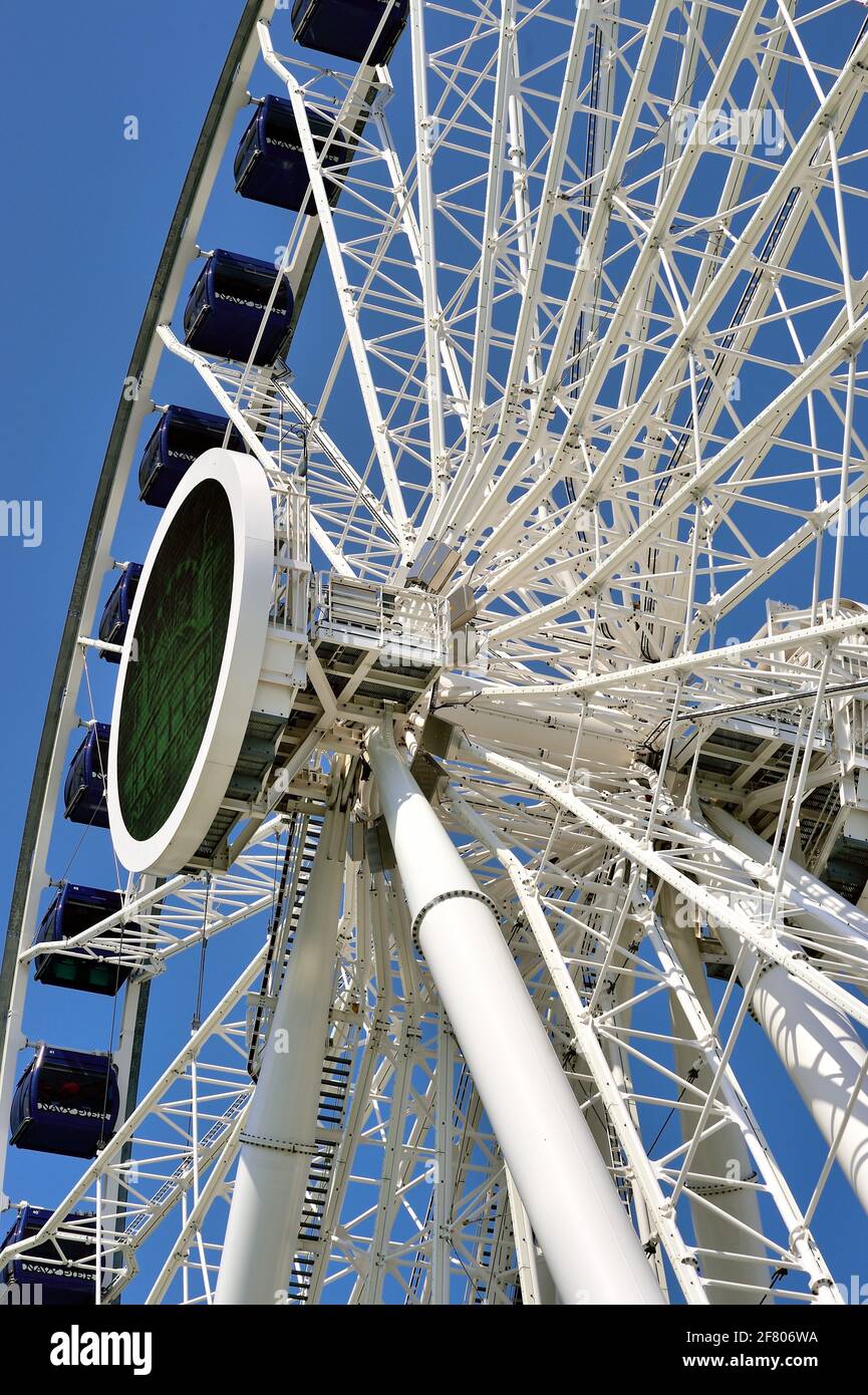 Chicago, Illinois, USA. A closeup of the Centennial Wheel, the Ferris ...