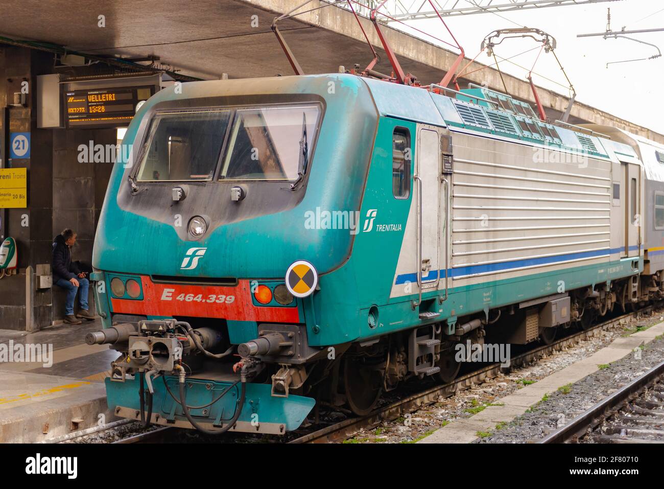 Rome, Italy. Spring 2020. Electric train at the Rome railway station ...