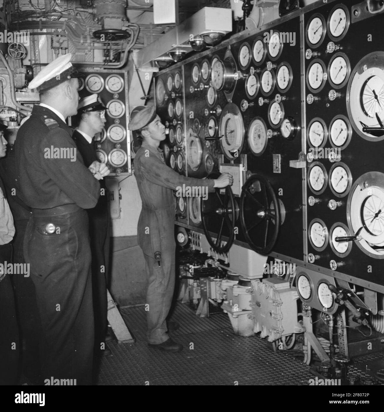 Work (drivers in the engine room) of crew members recorded while making ...