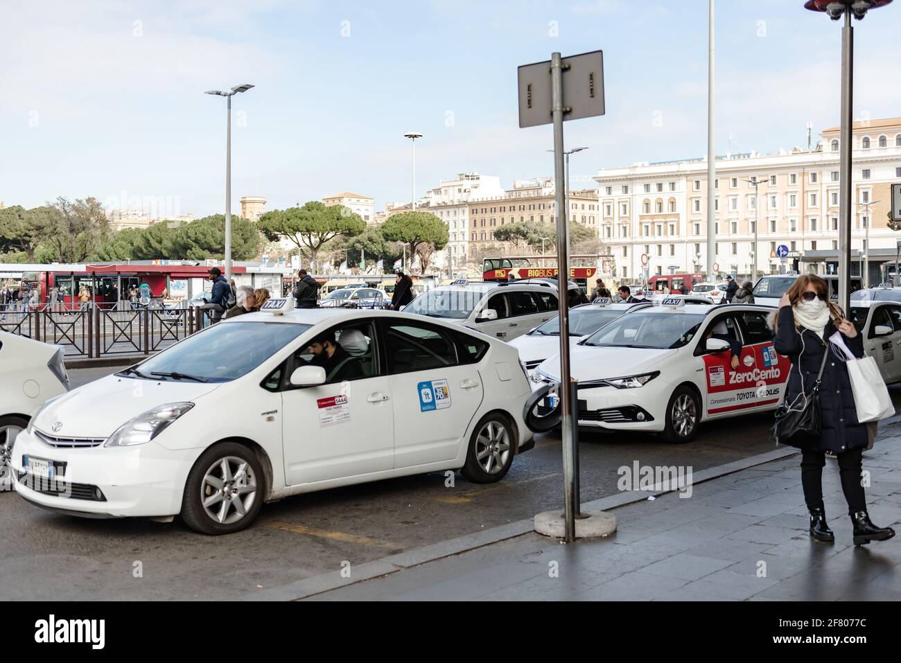 Rome, Italy. Spring 2020. Plenty of taxis in Rome. Lots of taxi cars ...