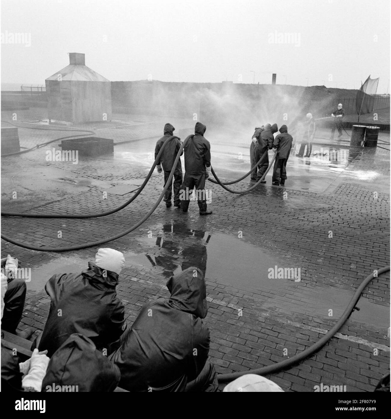 Exercise fire fighting at the school for NBCD (nuclear, organic ...