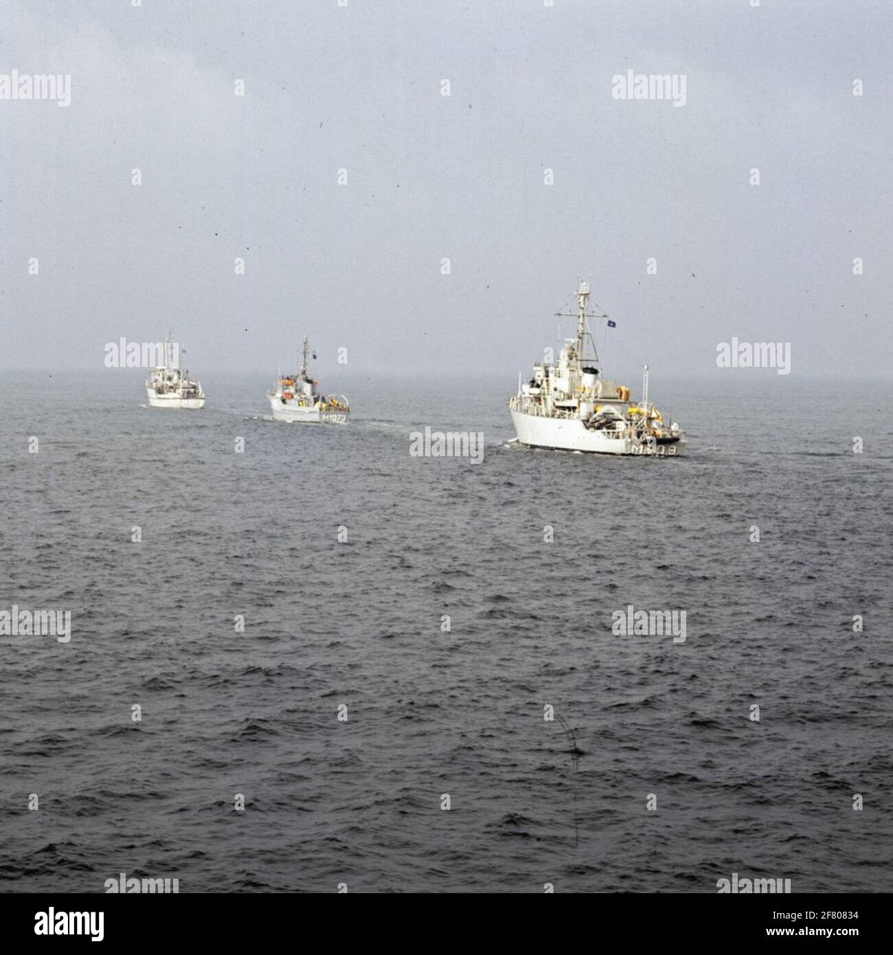 A mine sweeping flotal in Kiellinie in action Stock Photo - Alamy