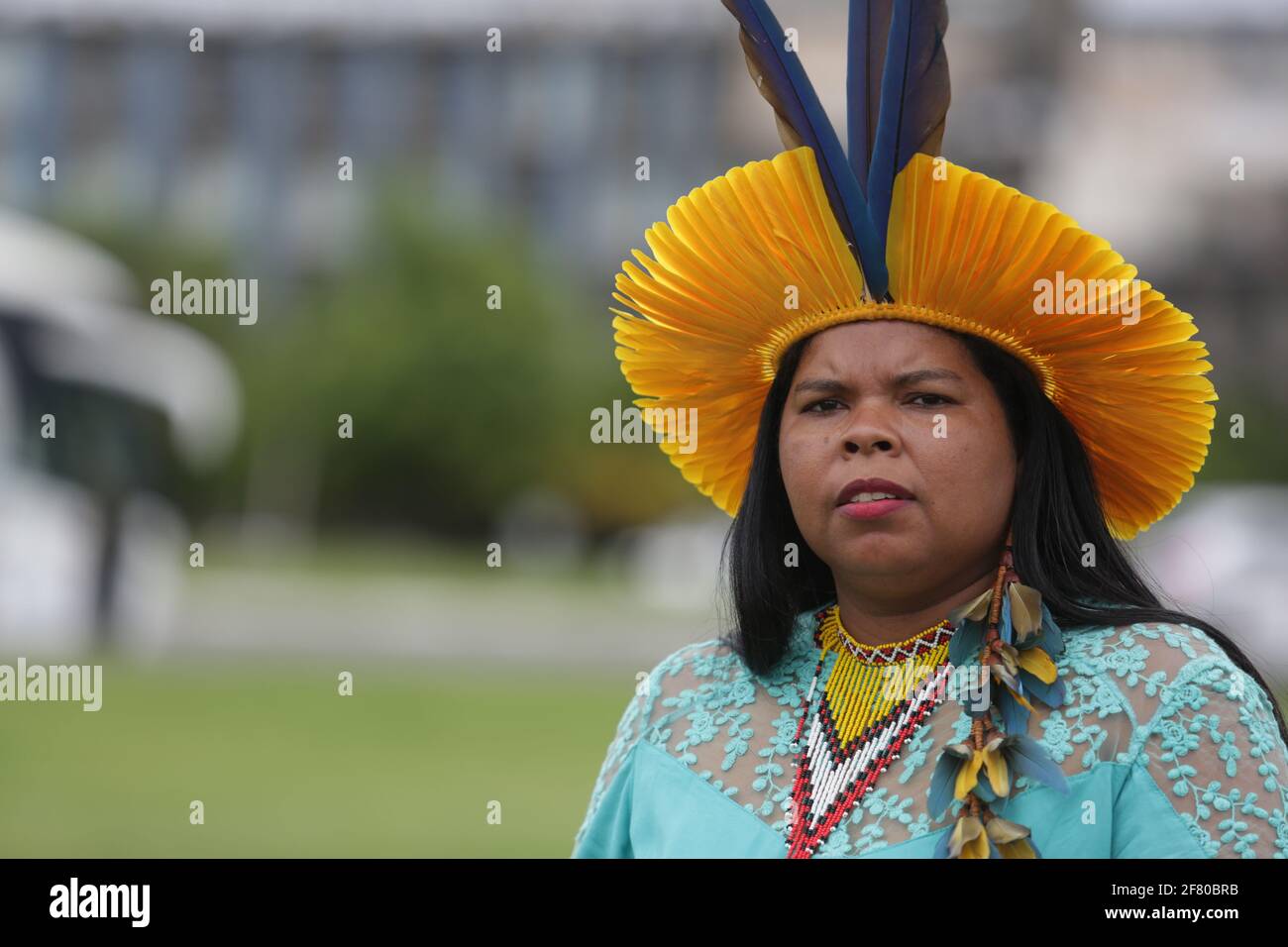 salvador, bahia / brazil - may 29, 2017: indigenous woman from Pataxo ...