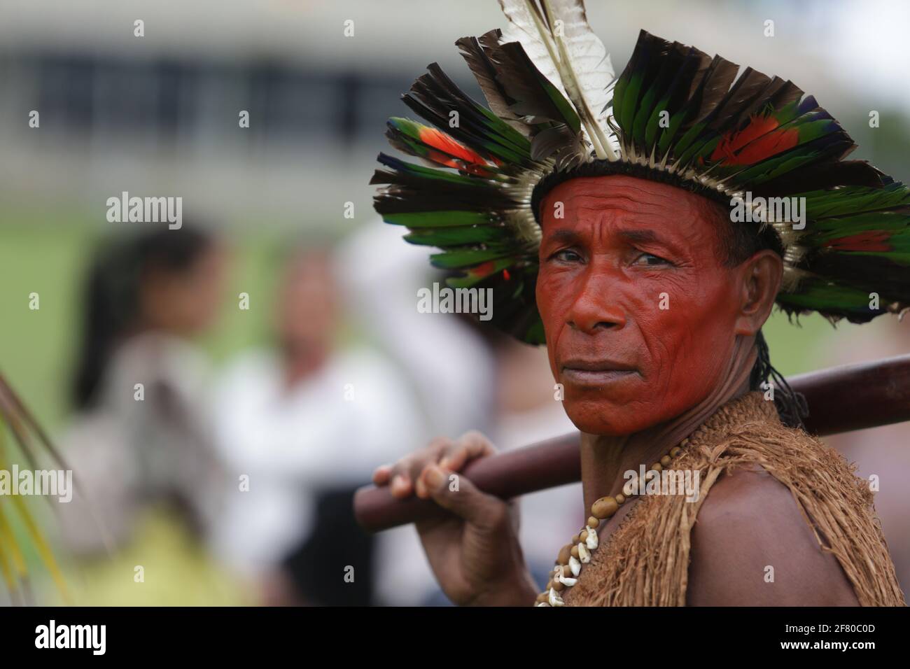 salvador, bahia / brazil - may 29, 2017: indigenous woman from Pataxo ...