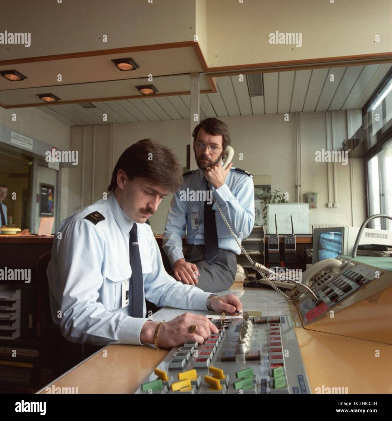Security personnel of the Royal Air Force in a control room Stock Photo ...