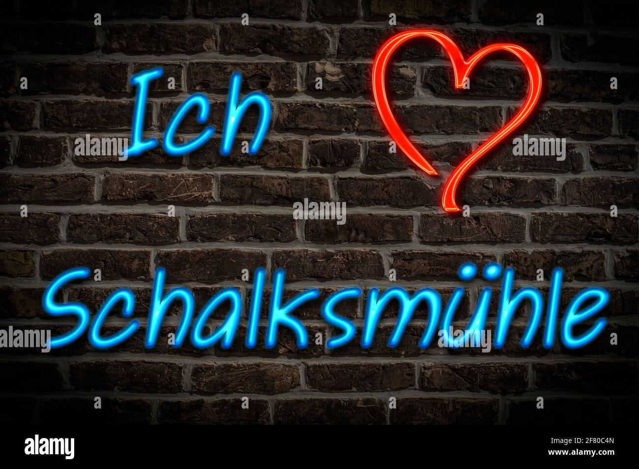 Leuchtreklame, Ich liebe Schalksmühle, Nordrhein-Westfalen, Deutschland, Europa | Illuminated ...