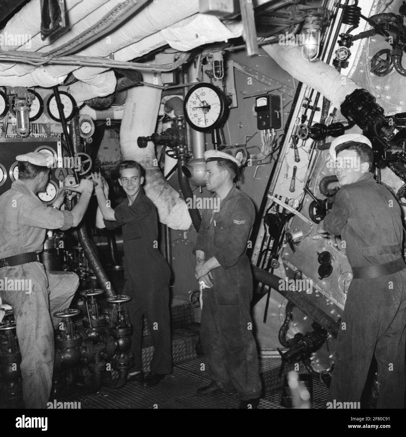Work (drivers in the engine room) of crew members recorded while making ...