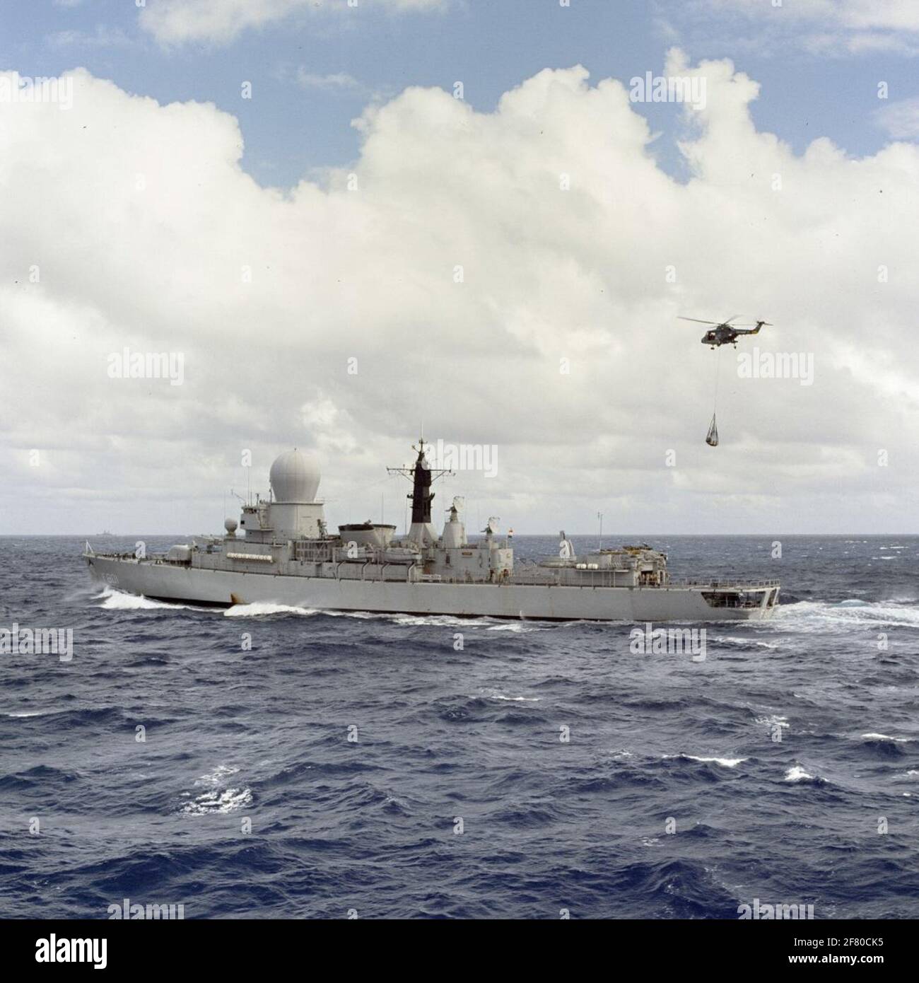 The GW frigate Hr.Ms. Tromp (1975-1999) with a helicopter that relieves ...