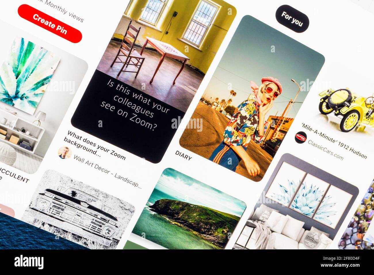 Pinterest social media home feed in desktop browser, 2021 Stock Photo ...