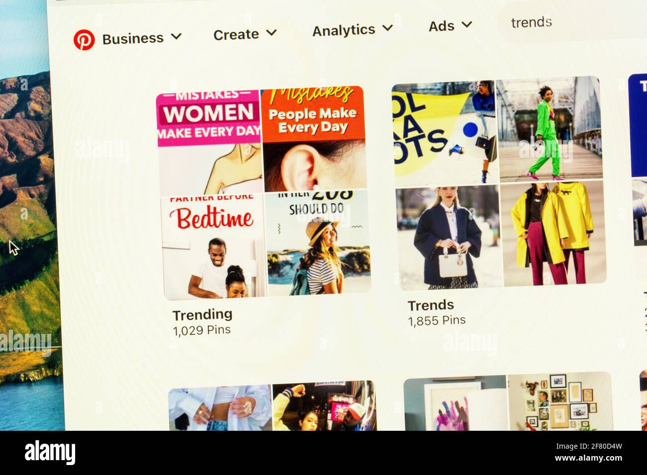 Pinterest social media boards in desktop browser, 2021 Stock Photo - Alamy