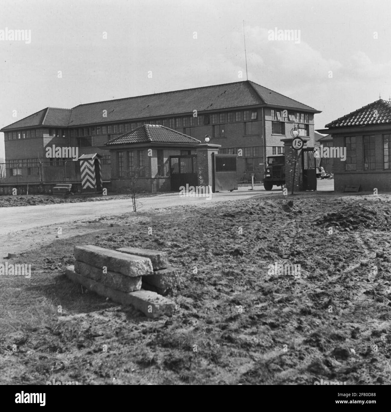 Access to military complex with a guard house Stock Photo - Alamy