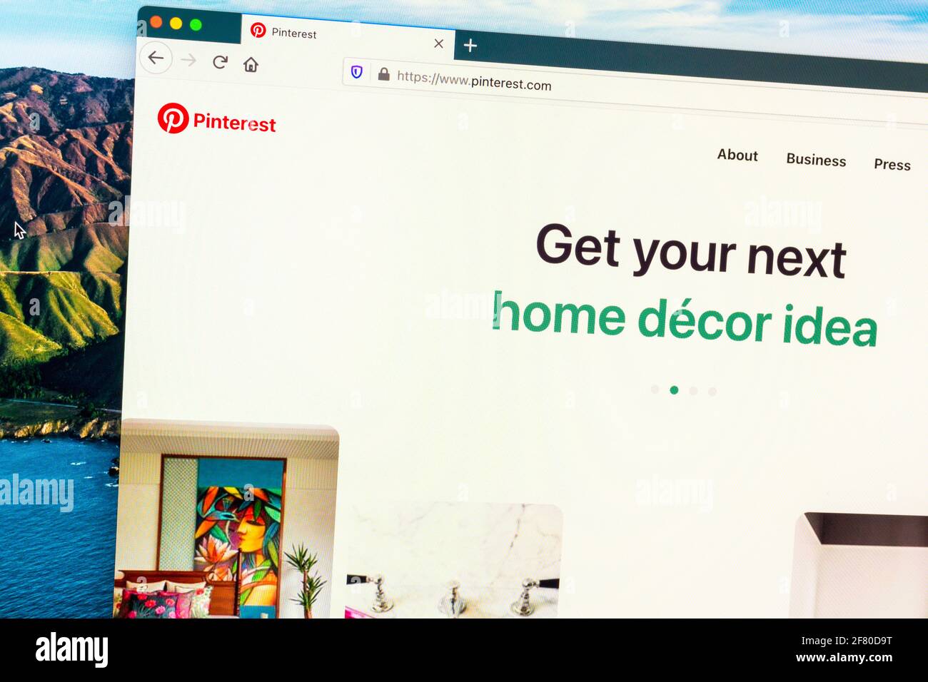 Pinterest social media home page in desktop browser, 2021 Stock Photo ...