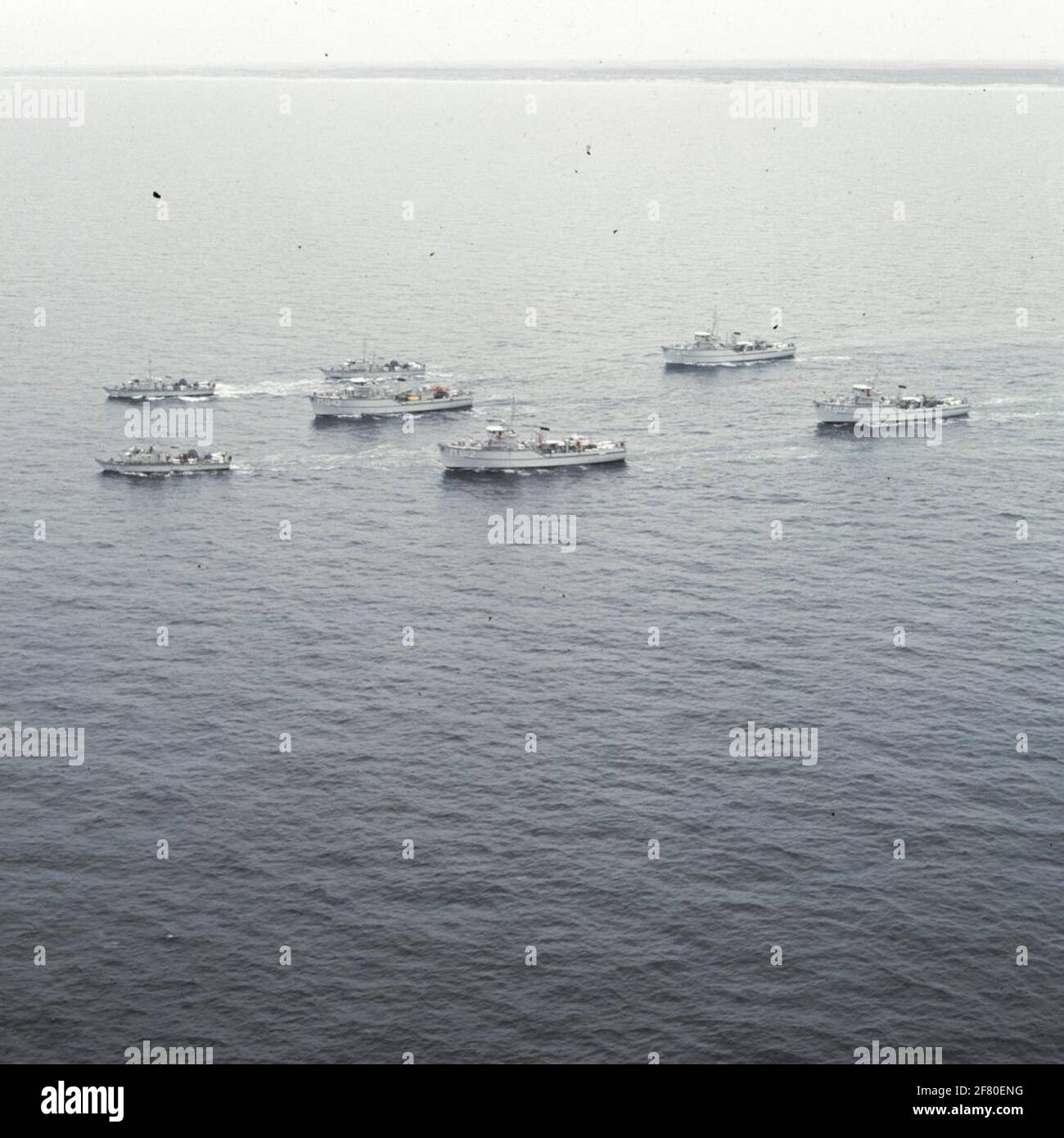 A mine sweeping flotie in action Stock Photo - Alamy